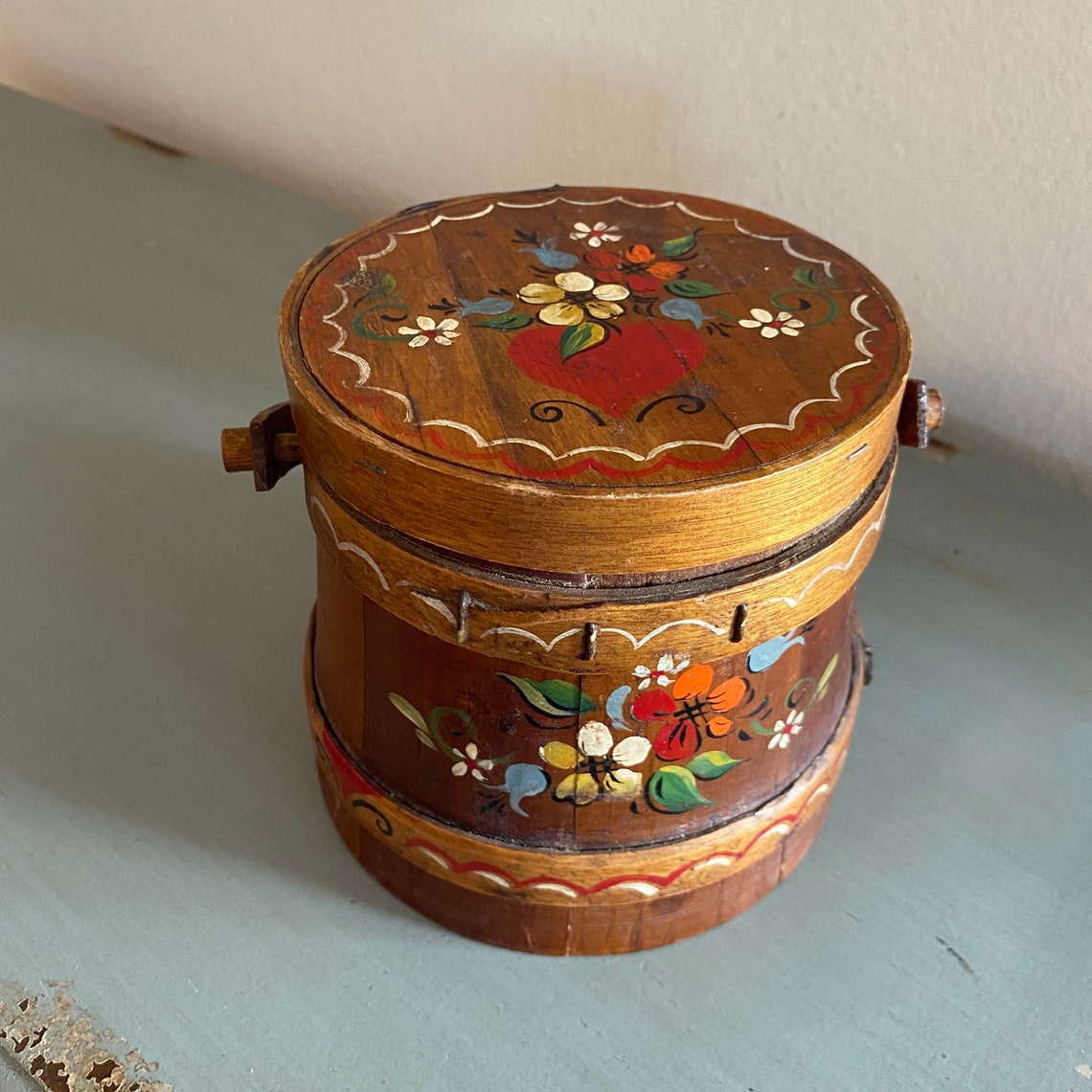 Vintage FIRKIN CHEESE BOX Painted Round Wood Lidded Bucket - Etsy