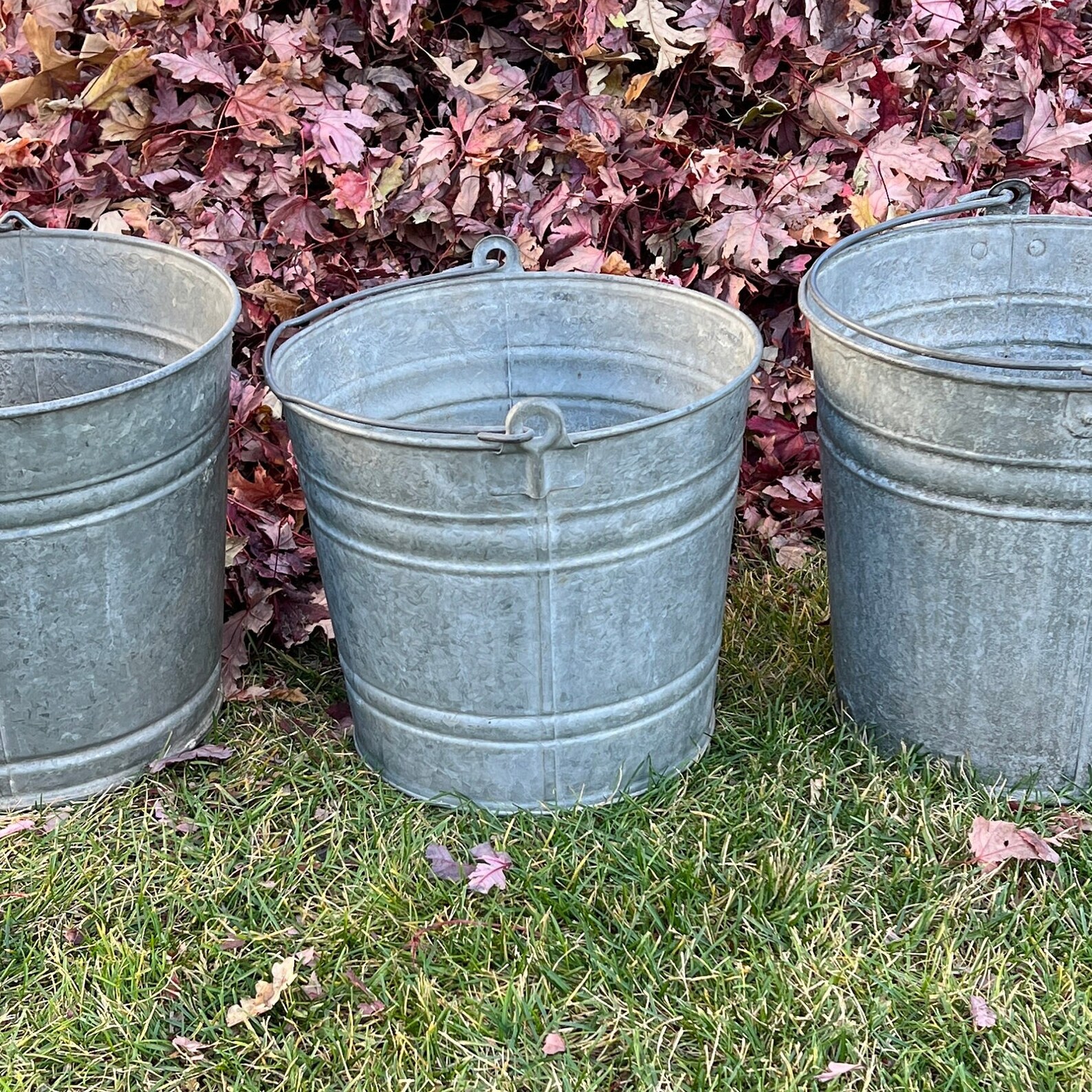 Vintage GALVANIZED PAIL BUCKET Wire Swing Handle 12 Rustic - Etsy