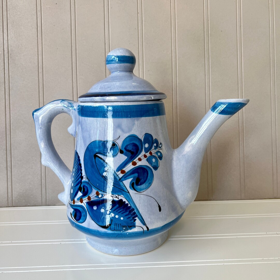 Vtg KEN EDWARDS Mexican Pottery Tea Coffee Pot Pitcher, Beautiful Hand ...