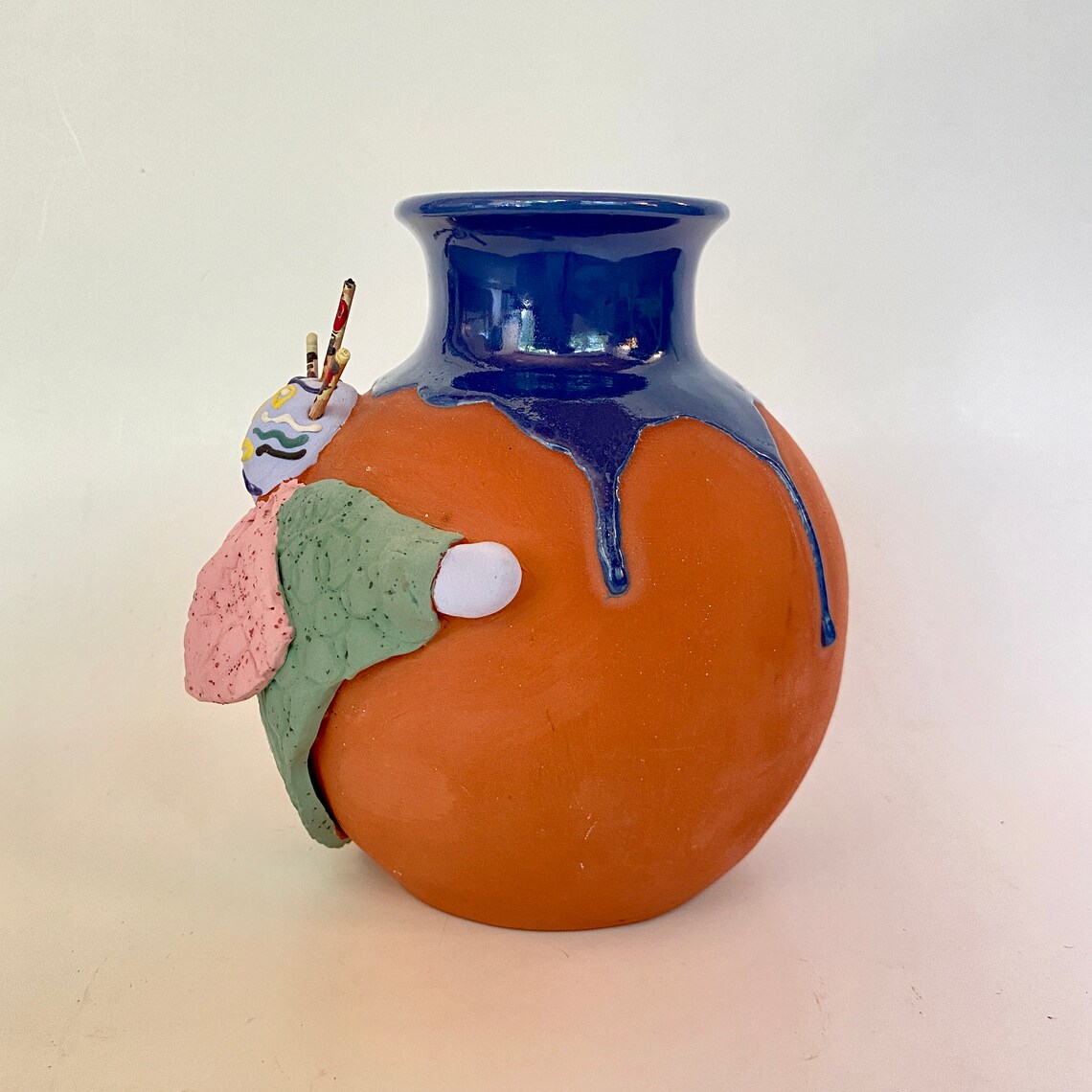 Vintage PUERTO RICO VEJIGANTE Clay Pottery by Tony Gomez Blue | Etsy