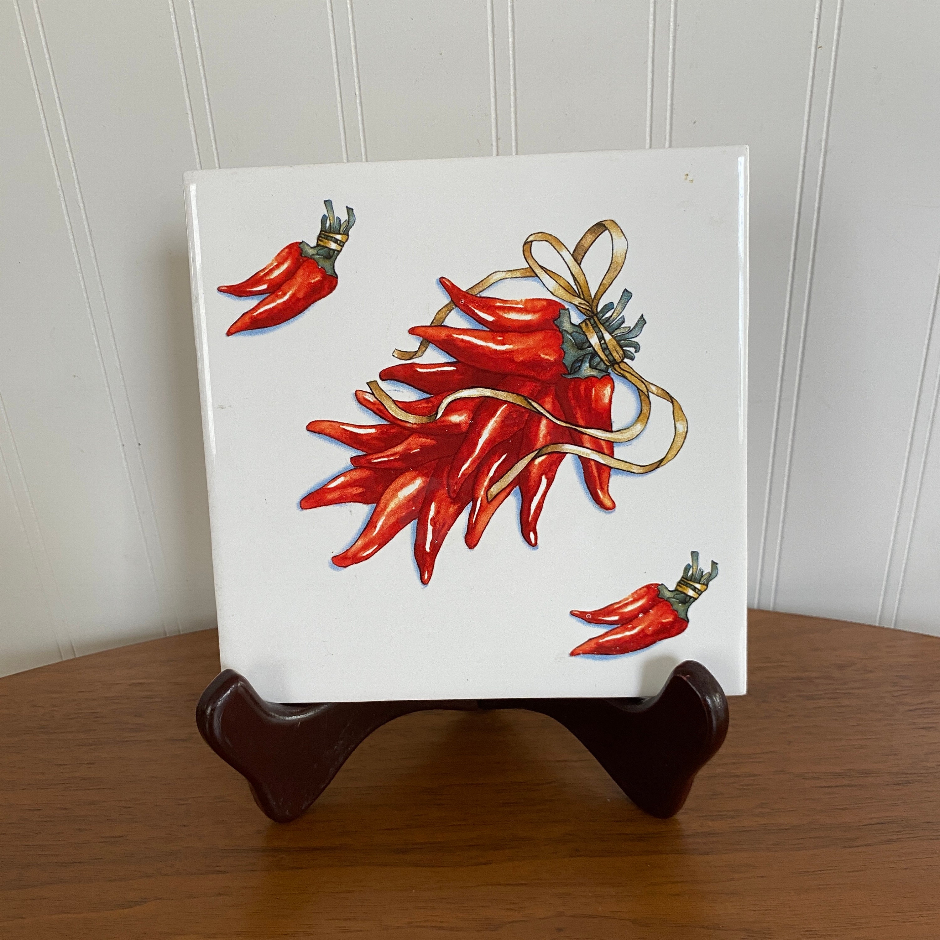Vintage CHILE PEPPER RISTRA Ceramic Clay Tile Trivet Coaster - Etsy