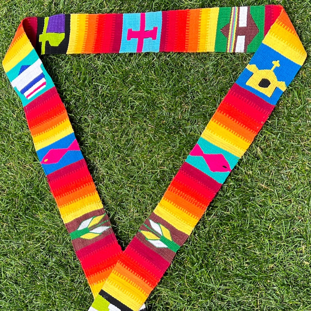 Vintage GUATEMALEN Handwoven BELT SASH Stole Vestment Latin Central ...