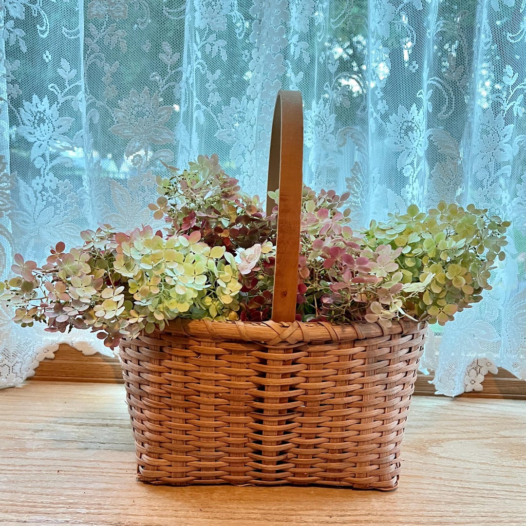 1990s ARTISAN CRAFTED Woven Basket, Plaited Flat Reed 16" H, Natural ...