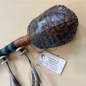 Vtg TURTLE SHELL RATTLE Native American Style Handcrafted - Etsy