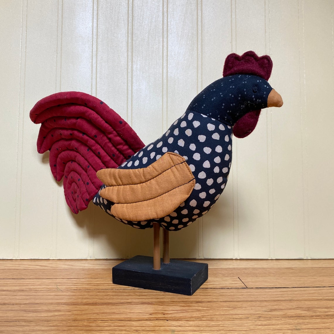 Vtg ROOSTER Stuffed Cloth Free-standing Country Folk Art - Etsy