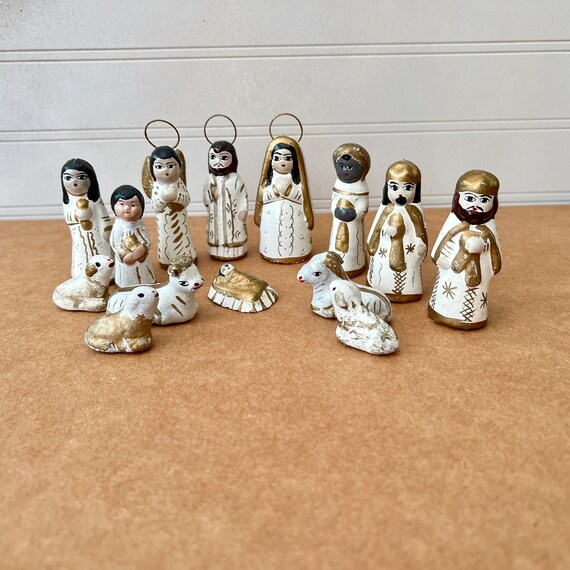 1980s MINI CLAY CRECHE Holy Family Nativity Set 14 Piece - Etsy