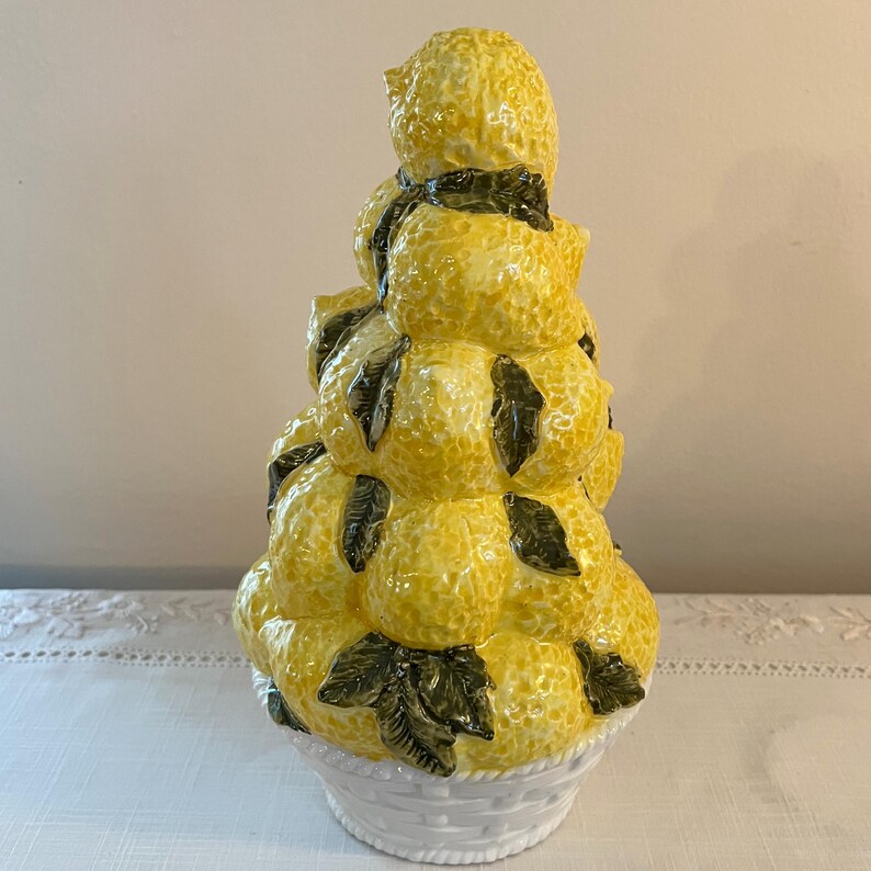 Vintage ITALIAN Majolica Lemon Topiary Centerpiece, 12" H Mid-century ...