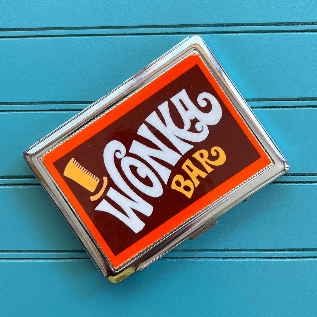 WONKA BAR Inspired Cigarette Case, Silver Metal Box, Willy Wonka ...