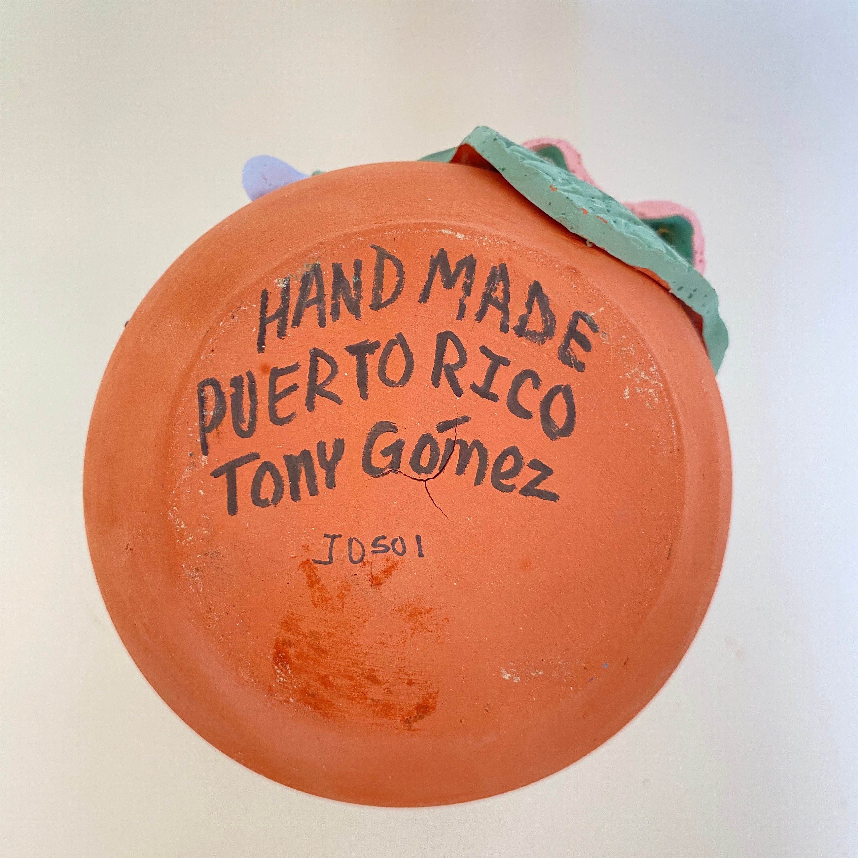 Vintage PUERTO RICO VEJIGANTE Clay Pottery by Tony Gomez Blue | Etsy