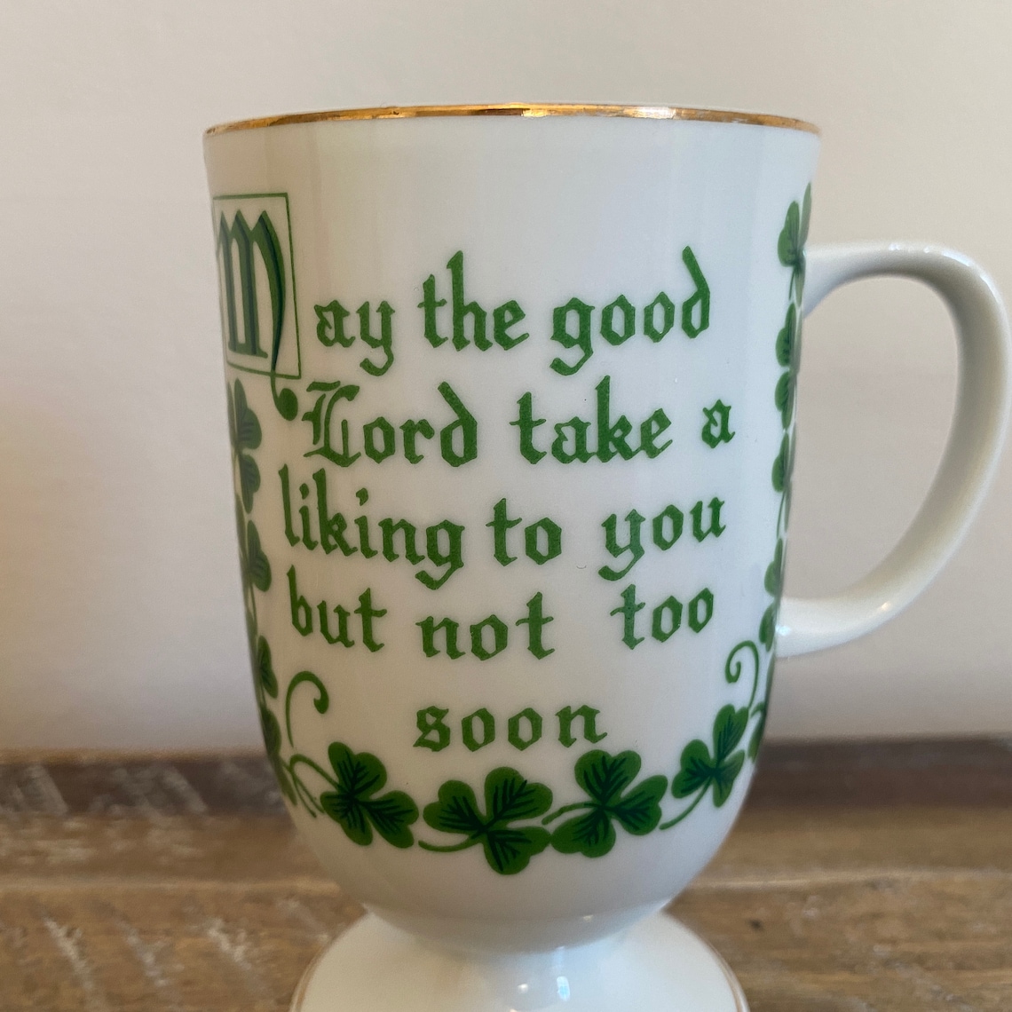 IRISH COFFEE MUGS Set of 2 With Gold Trim Green Shamrocks and - Etsy