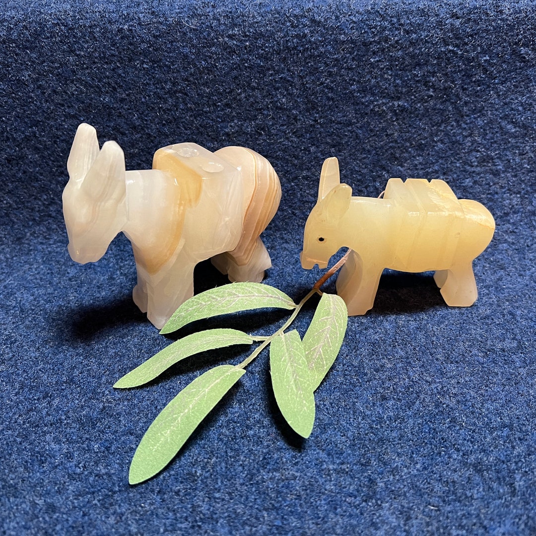 Vtg ONYX STONE Pack Mule Burro Donkey Carved Figurine, Choice of 3-1/2 ...