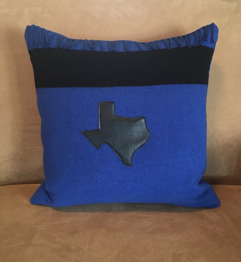 TEXAS Upcycled Wool and Leather State PILLOW COVER Handmade - Etsy