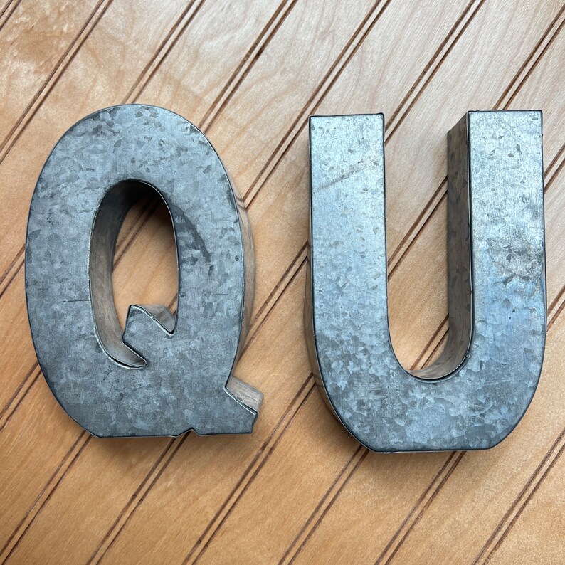 6" METAL LETTER Q Galvanized Rustic Alphabet Initial, Signage Letters ...