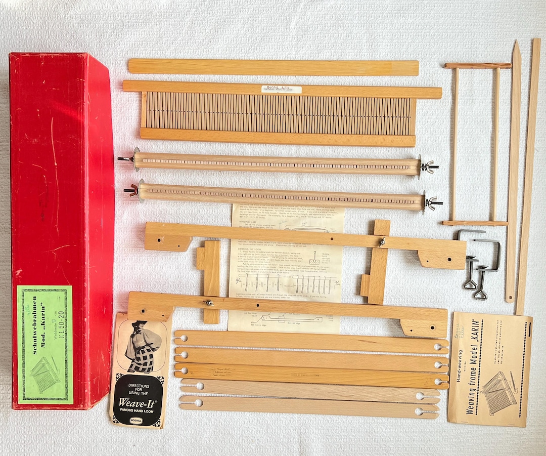 Vtg GERMAN SCHULWEBRAHMEN "karin" Wooden Lap Loom up to 16" Width, Hand ...
