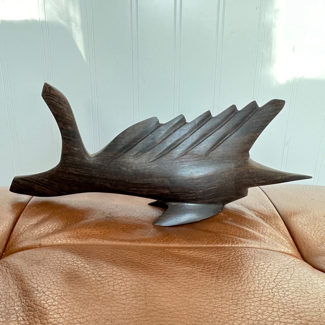 Vintage IRONWOOD SWORDFISH Sailfish Hand Carved Solid Wood Modern ...
