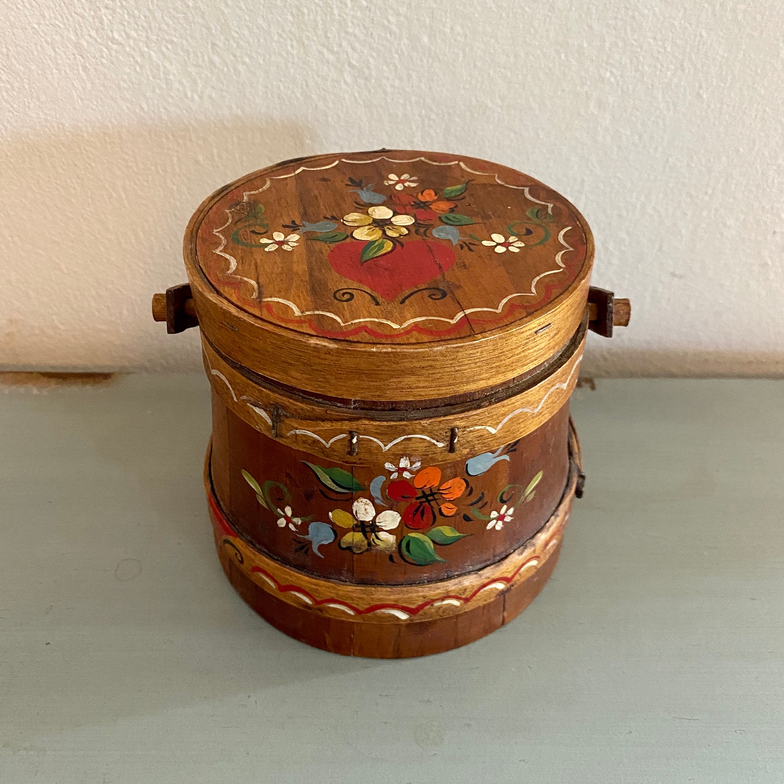 Vintage FIRKIN CHEESE BOX Painted Round Wood Lidded Bucket - Etsy