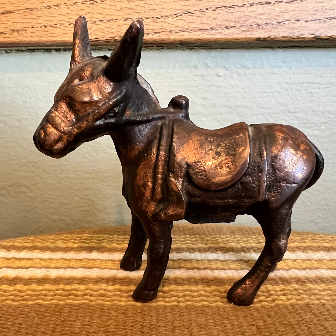 Vintage CAST METAL BURRO Bank Copper-toned 4 H, Donkey Figural Penny ...