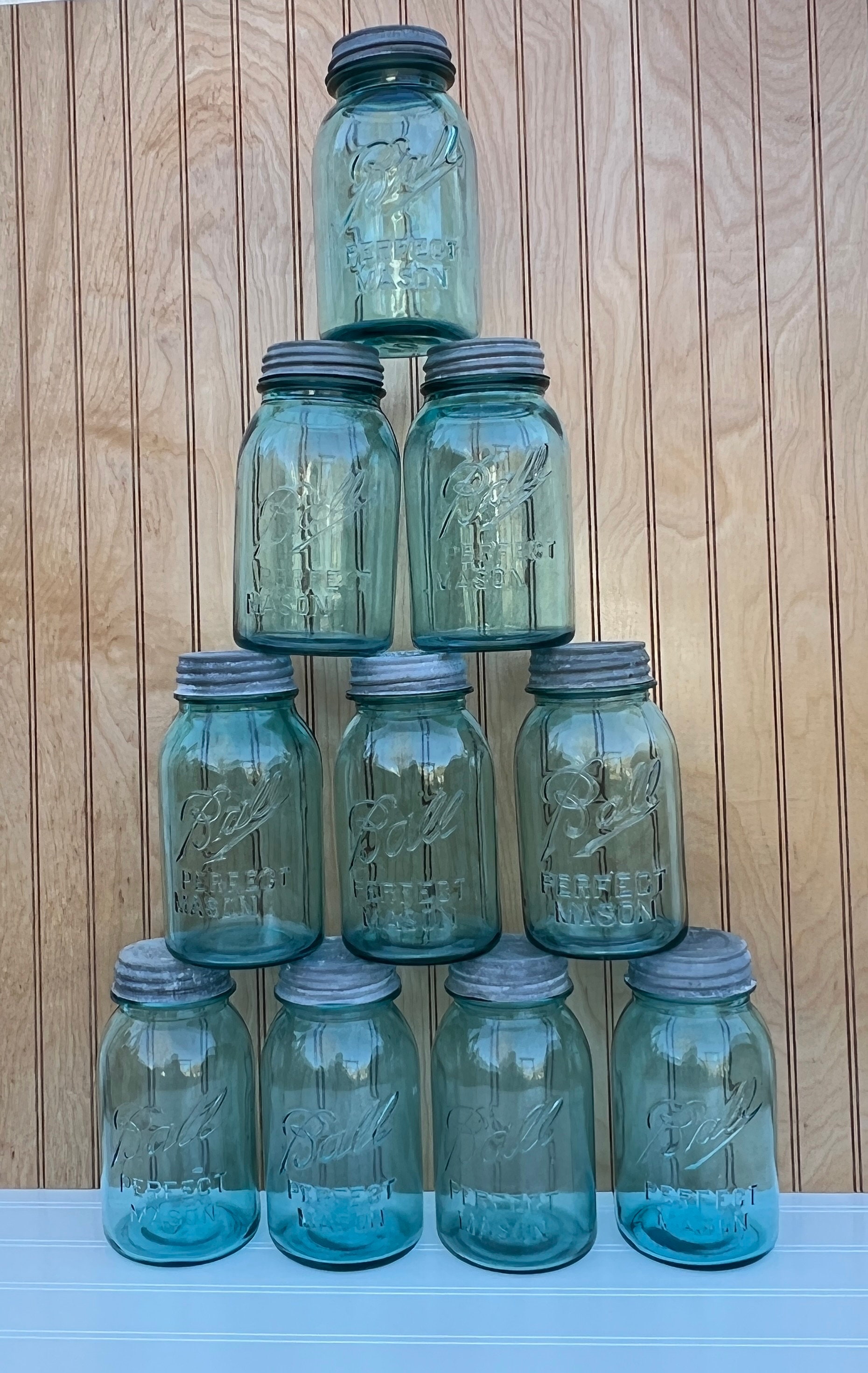 Antique One BLUE BALL Quart Glass Perfect Mason Jar W/ Zinc - Etsy