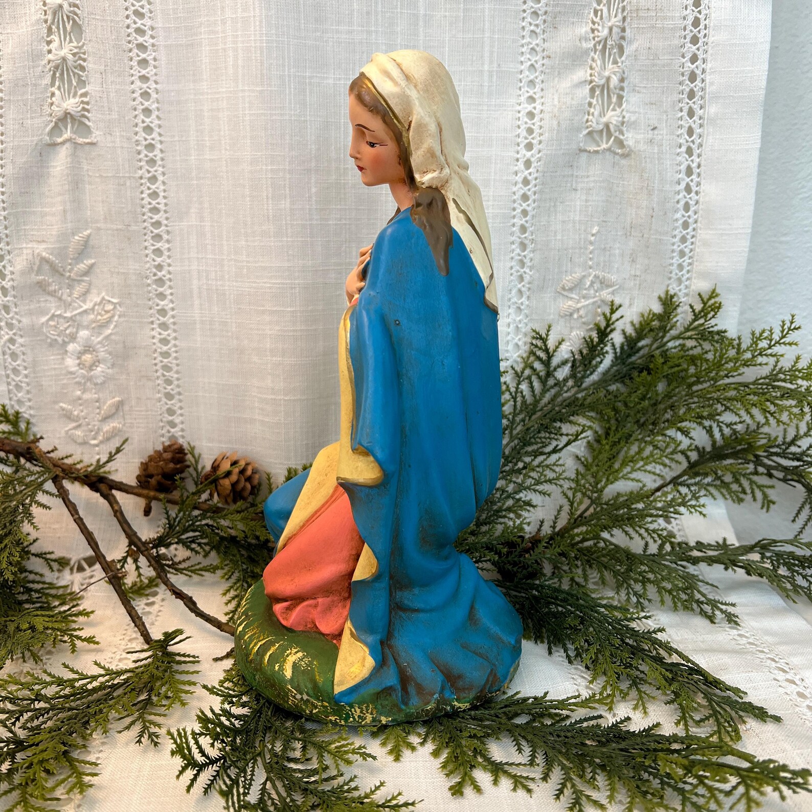Vtg 12" FONTANINI "mary" Nativity Figure, Stamped Hand Painted in Italy ...