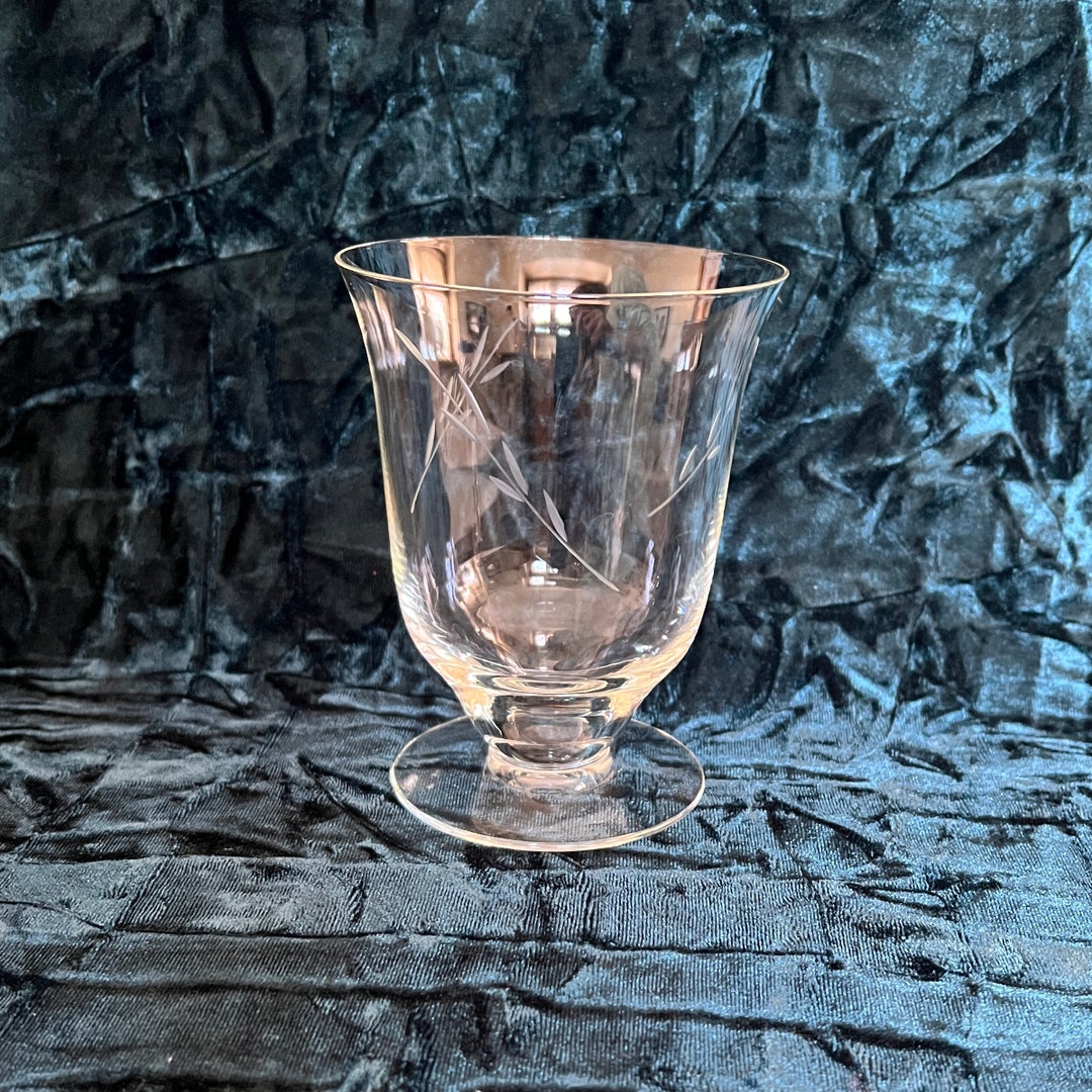 Vintage MIDCENTURY Water/iced Tea Etched Crystal Glassware 4-1/2 H ...