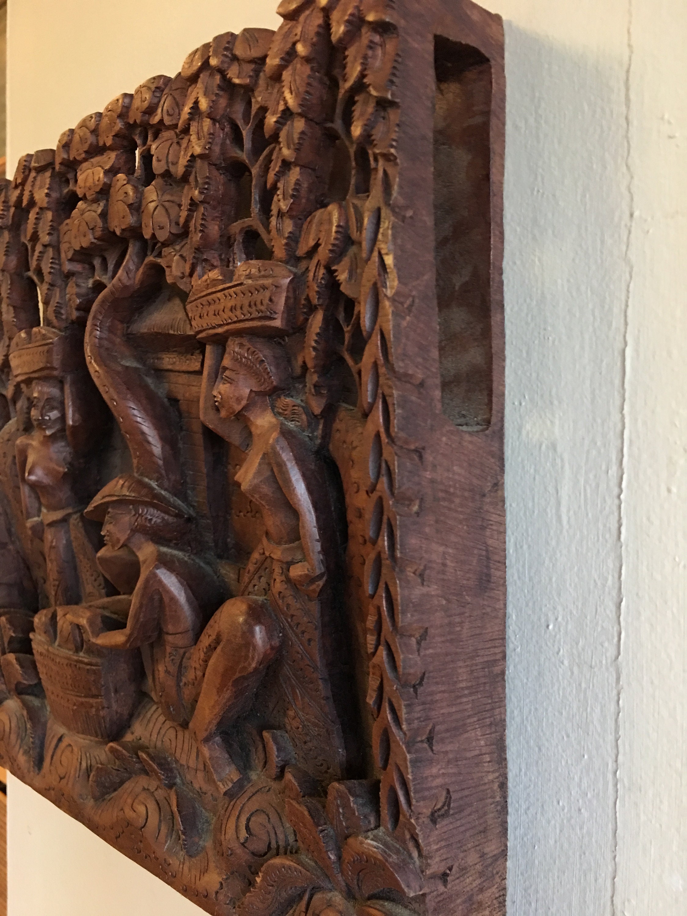 Vintage BALINESE Wood Carving Hand Carved High Relief 3D Wood | Etsy