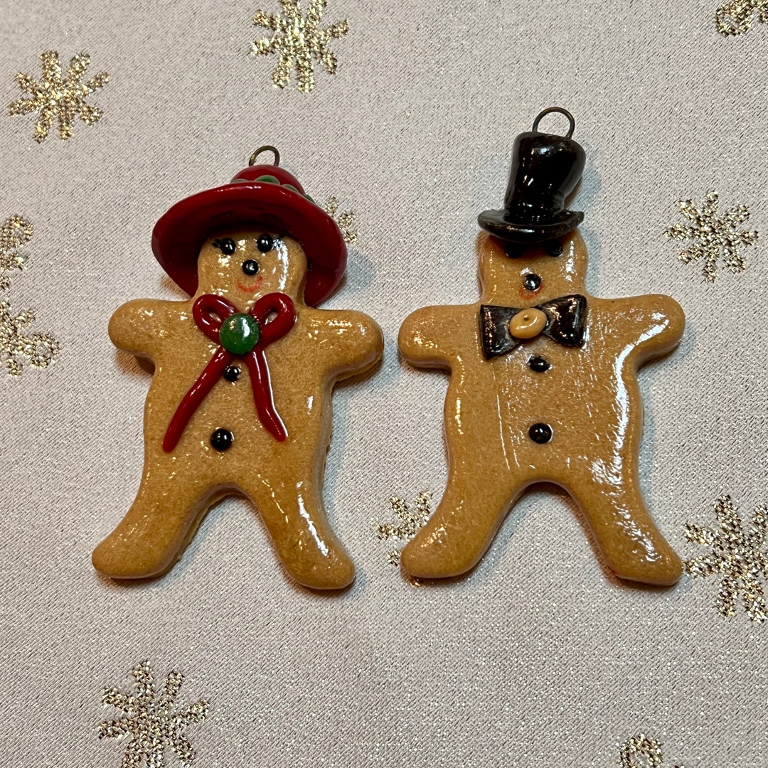 1984 GINGERBREAD MAN & WOMAN Ornament Set, Handmade 3 Gingerbread ...