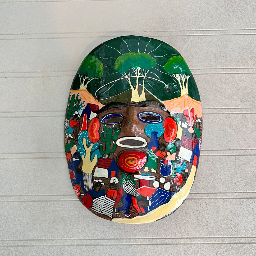 Vintage MEXICAN CLAY MASK Terra Cotta Pottery Hand Painted - Etsy