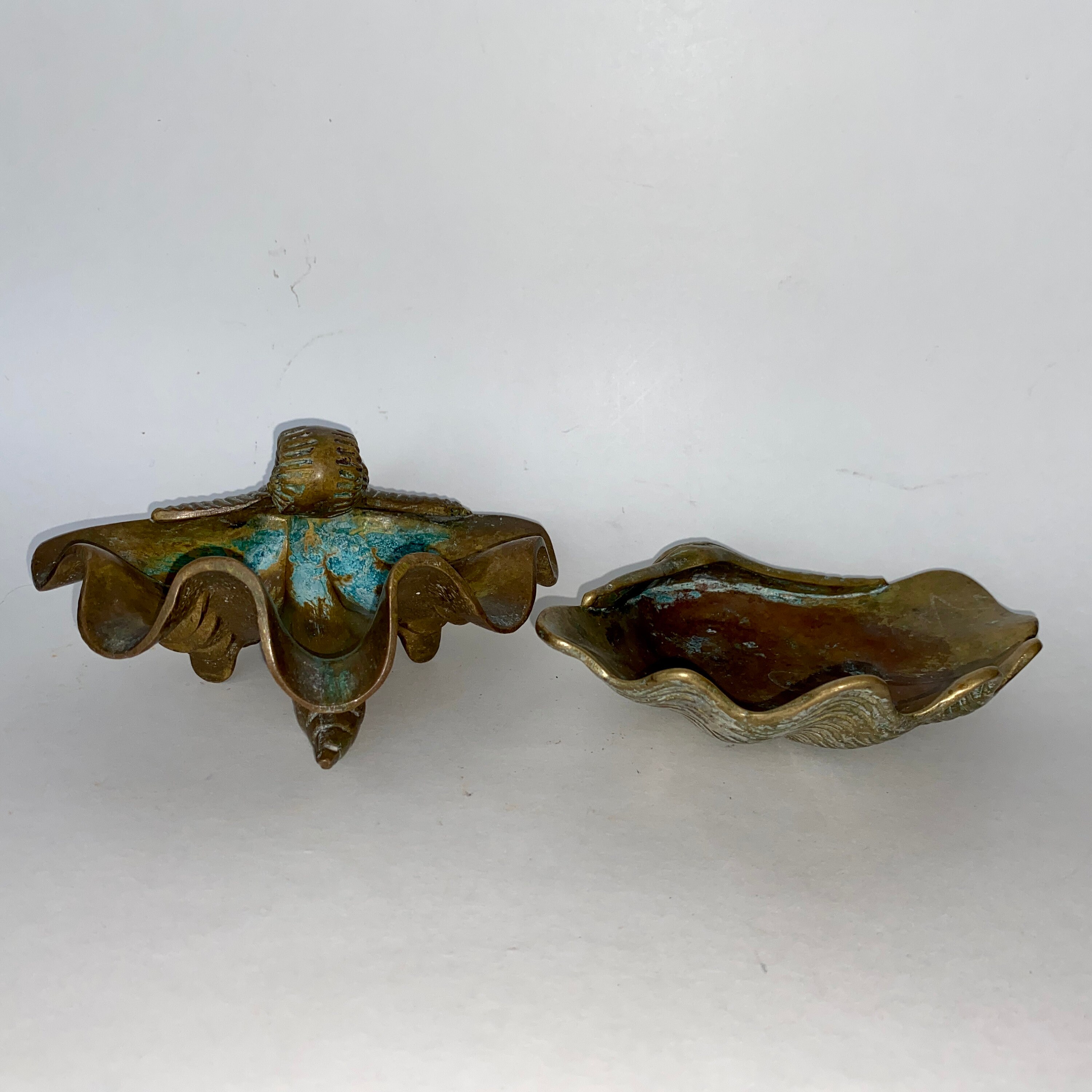 SOLID BRASS SHELLS Set of 2 Mid Century 6 W Dishes W/ - Etsy