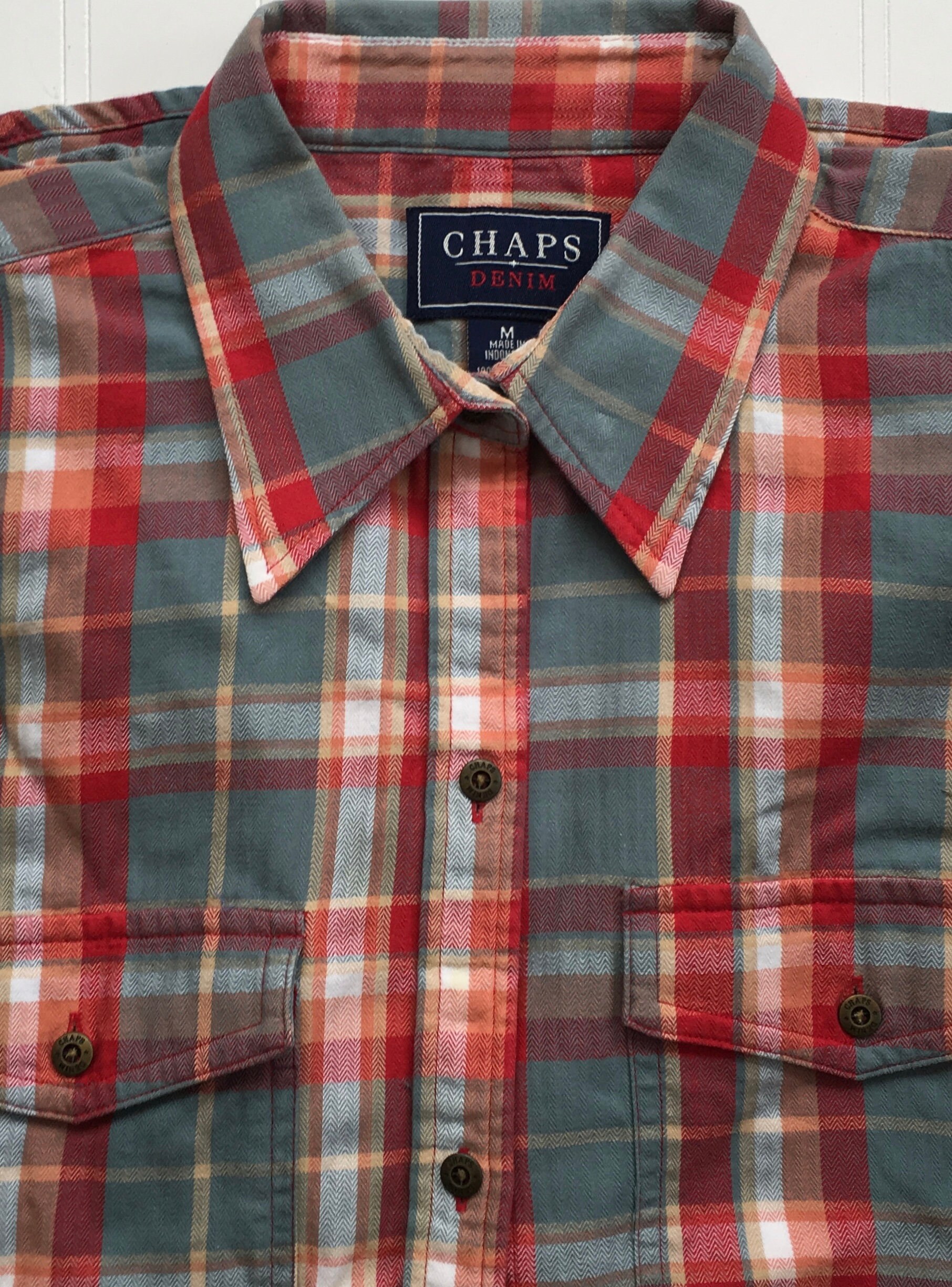 Vintage Ralph Lauren CHAPS DENIM Cotton Shirt Teal Red and - Etsy