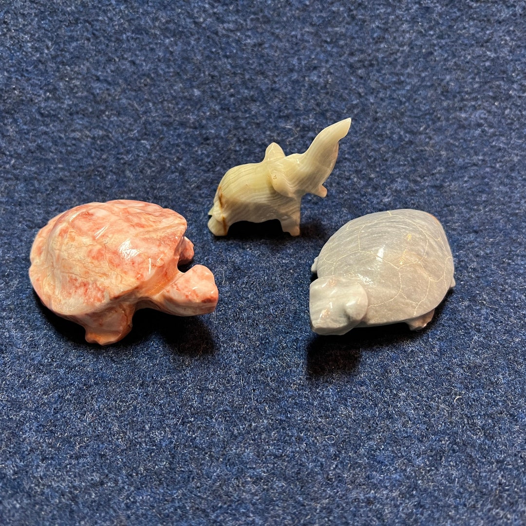Vintage ONYX STONE Animals Choice of 3: Elephant Turtle OR Turtle ...