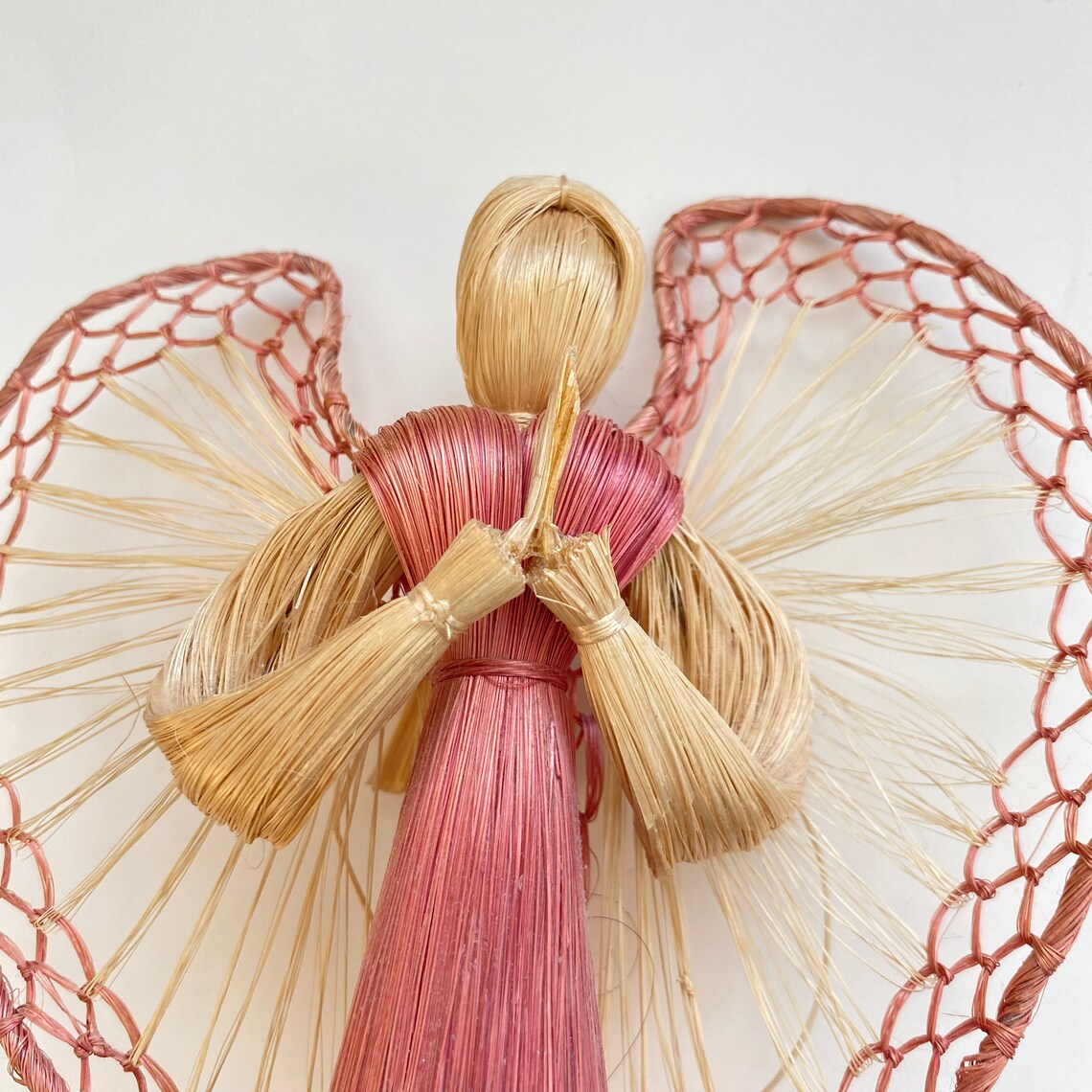 Vintage CORN HUSK ANGELS Set of 3 Matching Pink Ornaments Made | Etsy