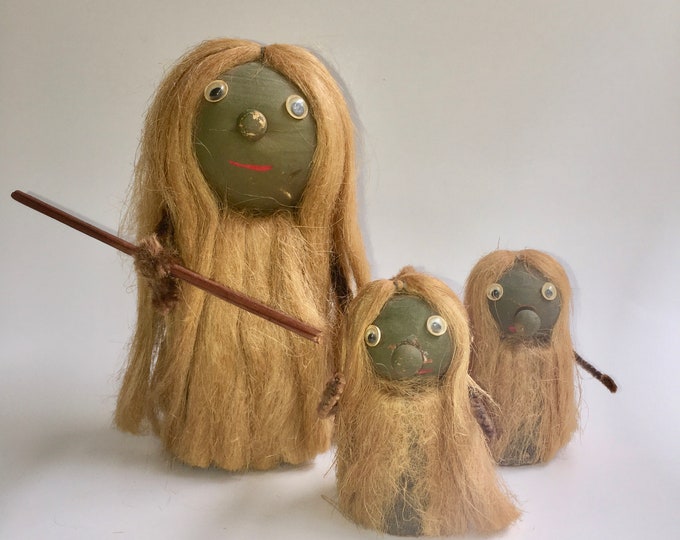 Vintage SWEDISH Troll Set of 3 VERY HAIRY Mid Century Folklore ...