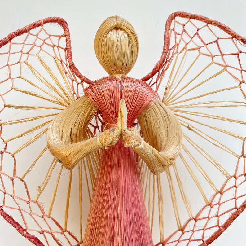 Vintage CORN HUSK ANGELS Set of 3 Matching Pink Ornaments Made | Etsy