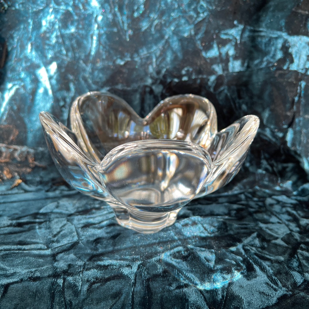 Vintage ORREFORS SWEDEN CRYSTAL Bowl Dish, 5 Petals Scalloped Rim, 3-1/ ...