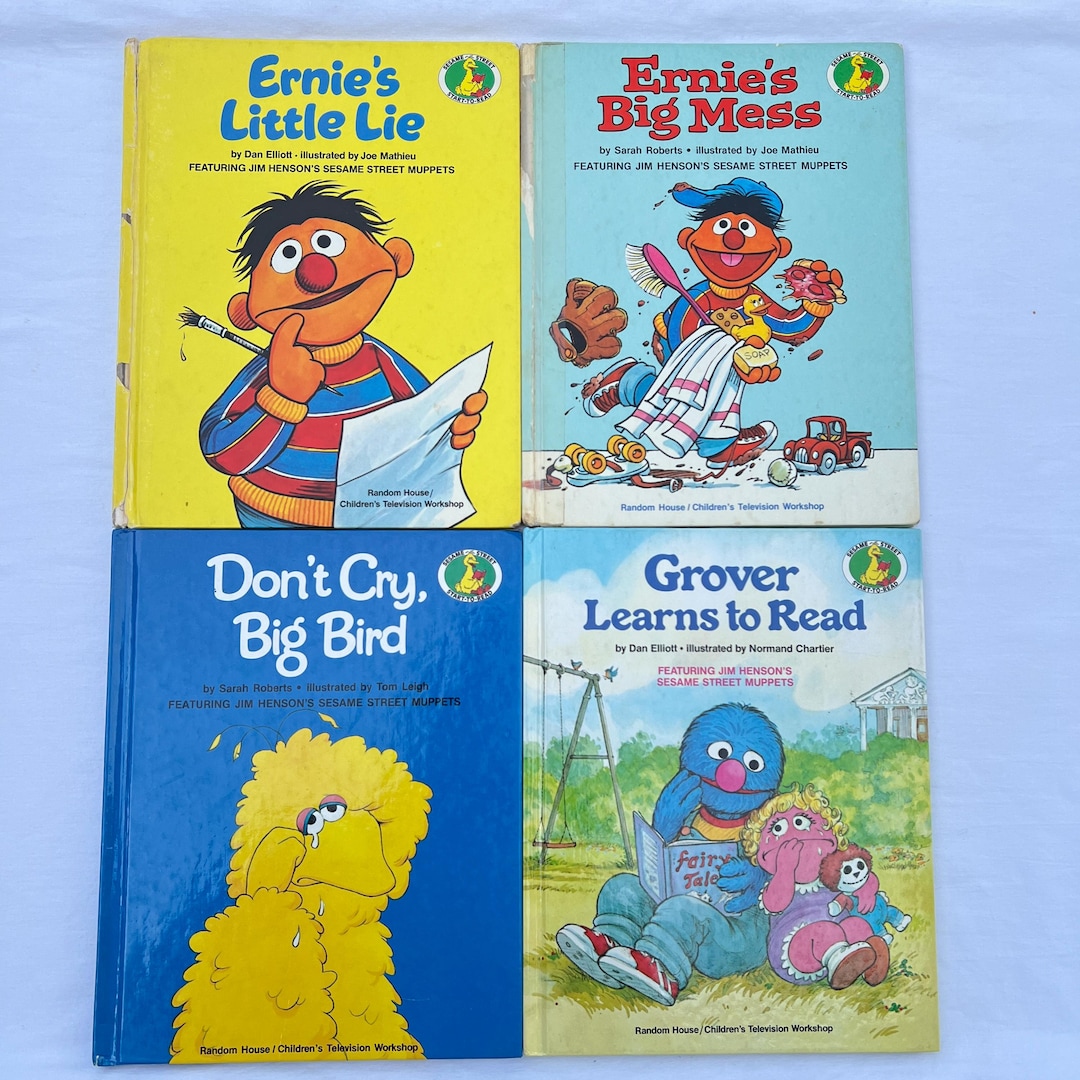 1981-1983 SESAME STREET Start-to-read Books Set of 4: Ernie's Big Mess ...