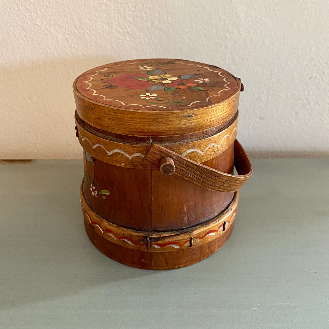 Vintage FIRKIN CHEESE BOX Painted Round Wood Lidded Bucket - Etsy