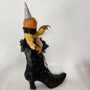 Vintg PUMPKIN CLOWN in Black Witch's Boot, Nicol Sayre Collection ...