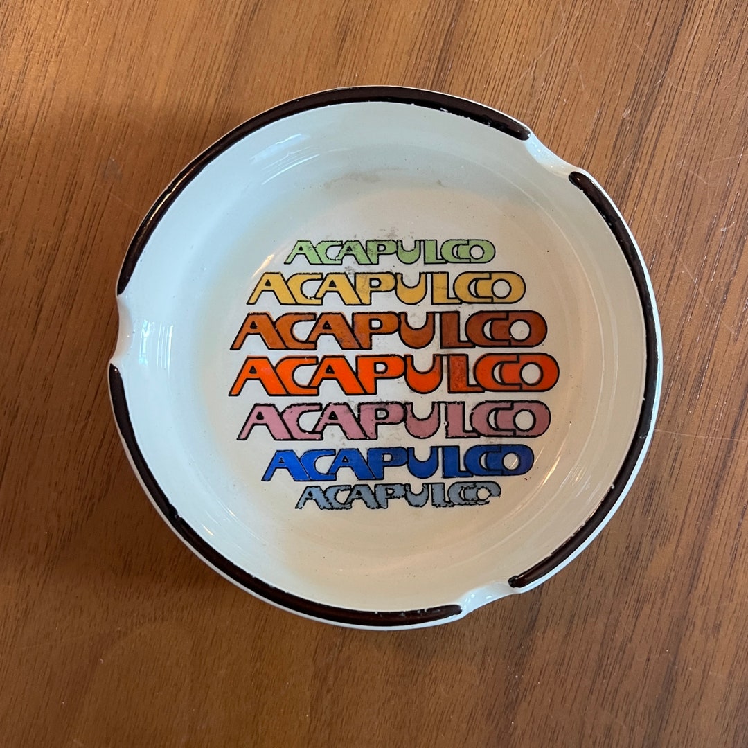 1970s ACAPULCO MEXICO Ashtray, 4 Round Colorful Ceramic Ashtray for 3 ...