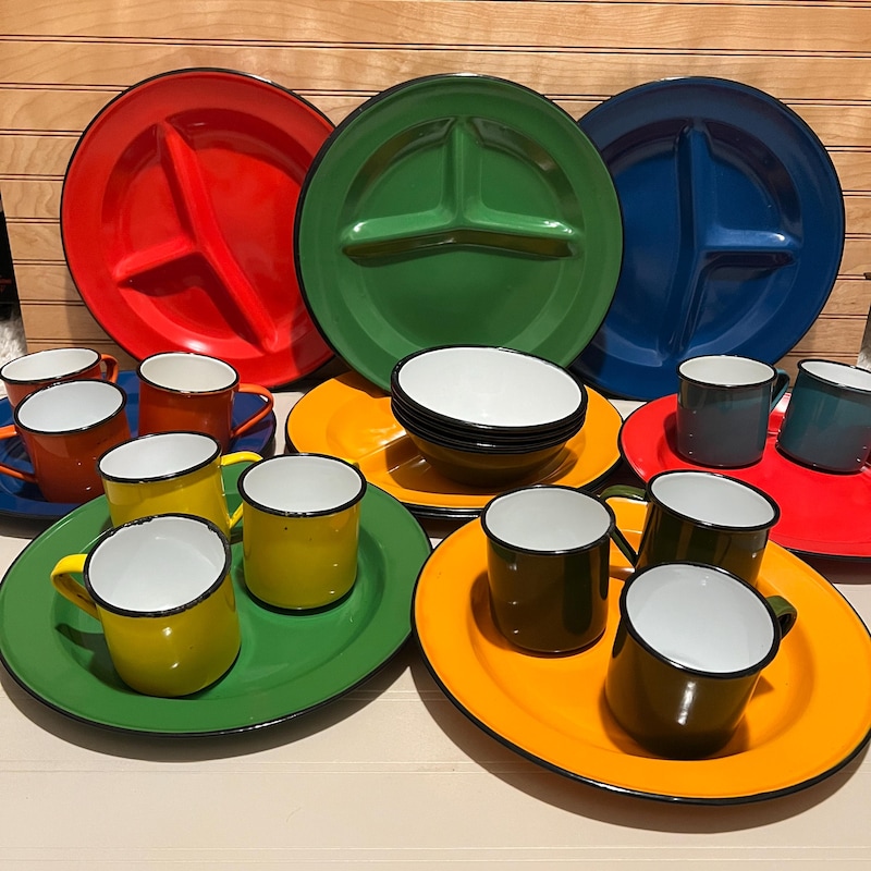 Vintage Enamel Dinnerware - Etsy
