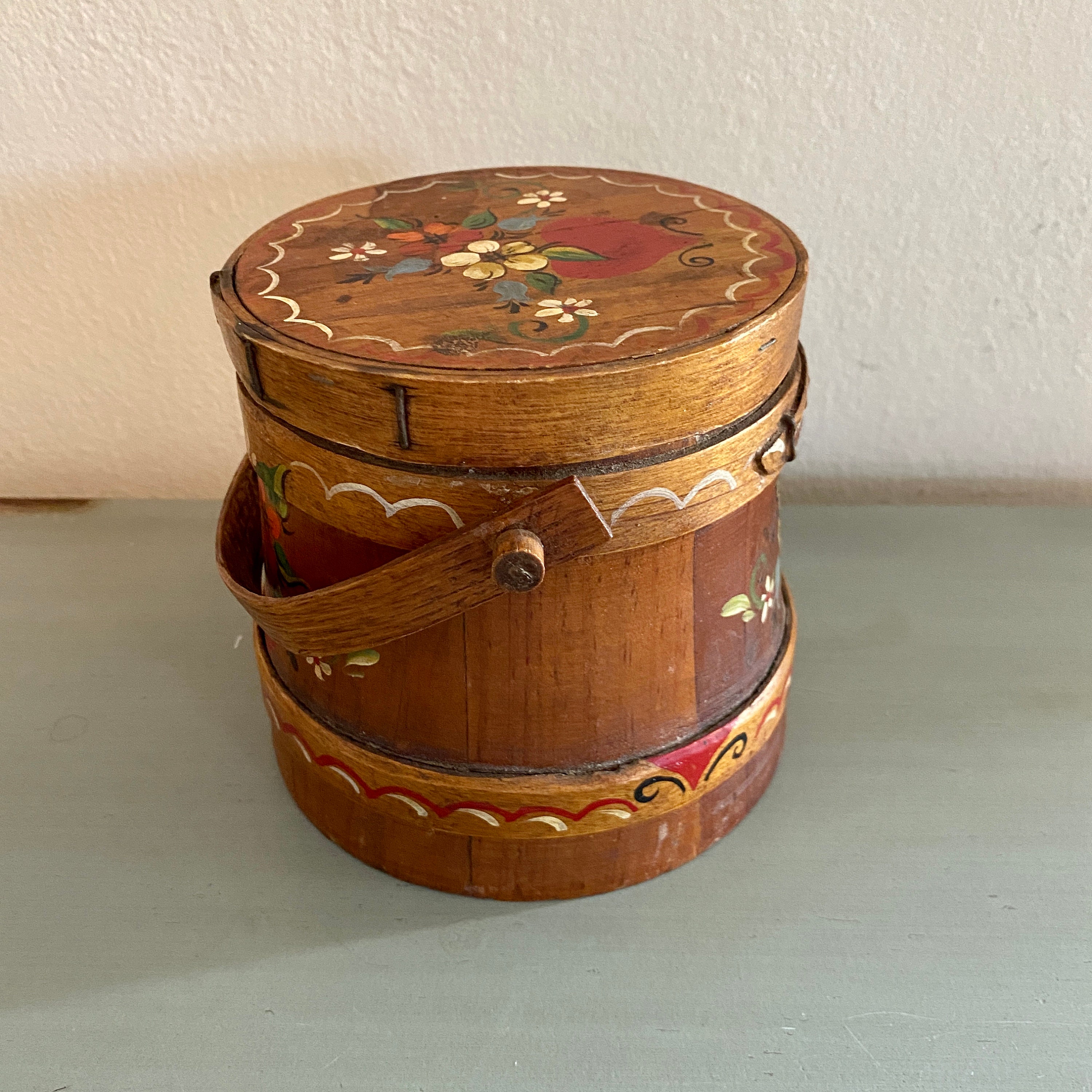 Vintage FIRKIN CHEESE BOX Painted Round Wood Lidded Bucket - Etsy
