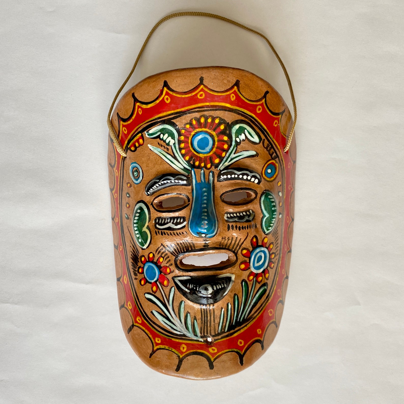 Vintage MEXICAN CLAY MASK Terra Cotta Pottery Hand Painted - Etsy