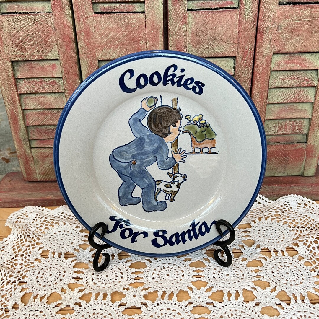 Vintage COOKIES FOR SANTA Plate by Louisville Stoneware, Hand Painted ...