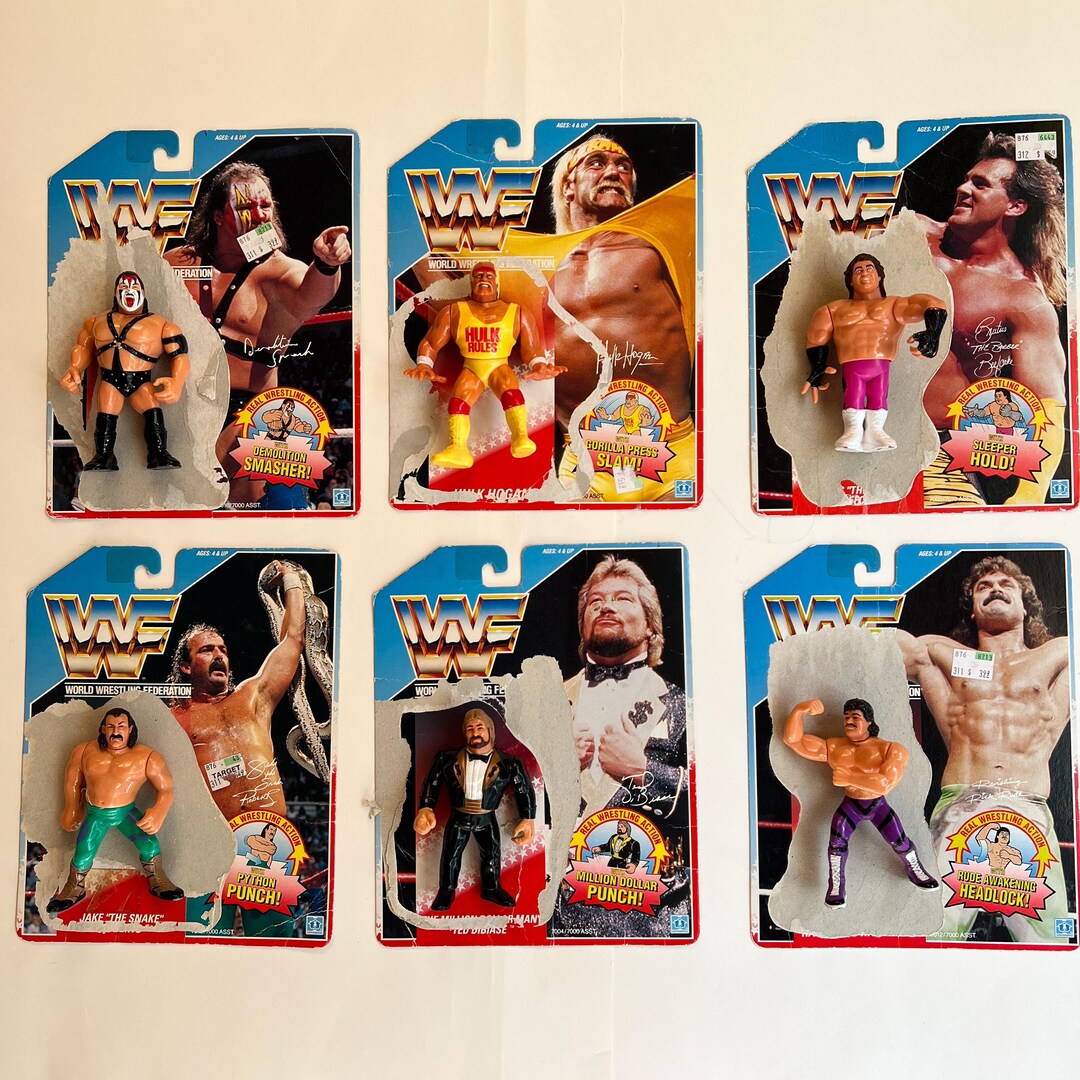 WWF WORLD Wrestling FEDERATION Figure & Card: Jake Snake, Rick Rude ...