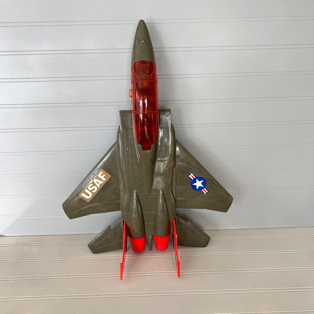 Vtg GAY TOYS Inc F15-X 9002 Fighter Jet, Plastic Olive Green 900, US Air Force Military Aircraft ...