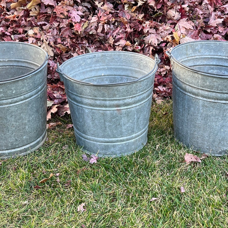 Vintage GALVANIZED PAIL BUCKET Wire Swing Handle 12 Rustic - Etsy