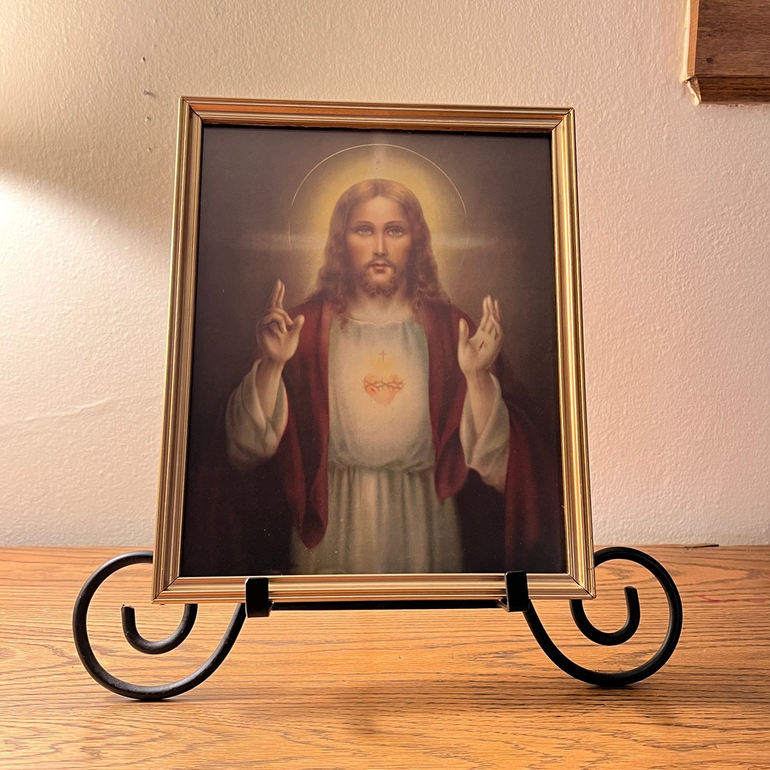 1936 SACRED HEART of JESUS Lithograph Print by Edward O'toole Co, Under ...