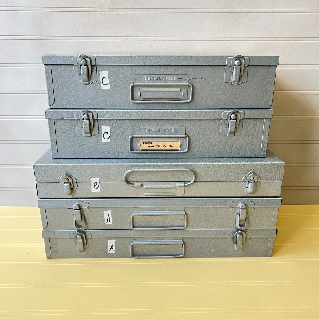 Vintage FILM SLIDE Files Metal Case, Atco/logan Holds 2x2 OR Brumberger ...