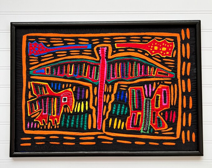 Vtg MOLA KUNA Abstract Insect & Bird Applique Folk Art, 20 X 14 ...