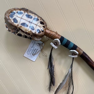 Vtg TURTLE SHELL RATTLE Native American Style Handcrafted - Etsy