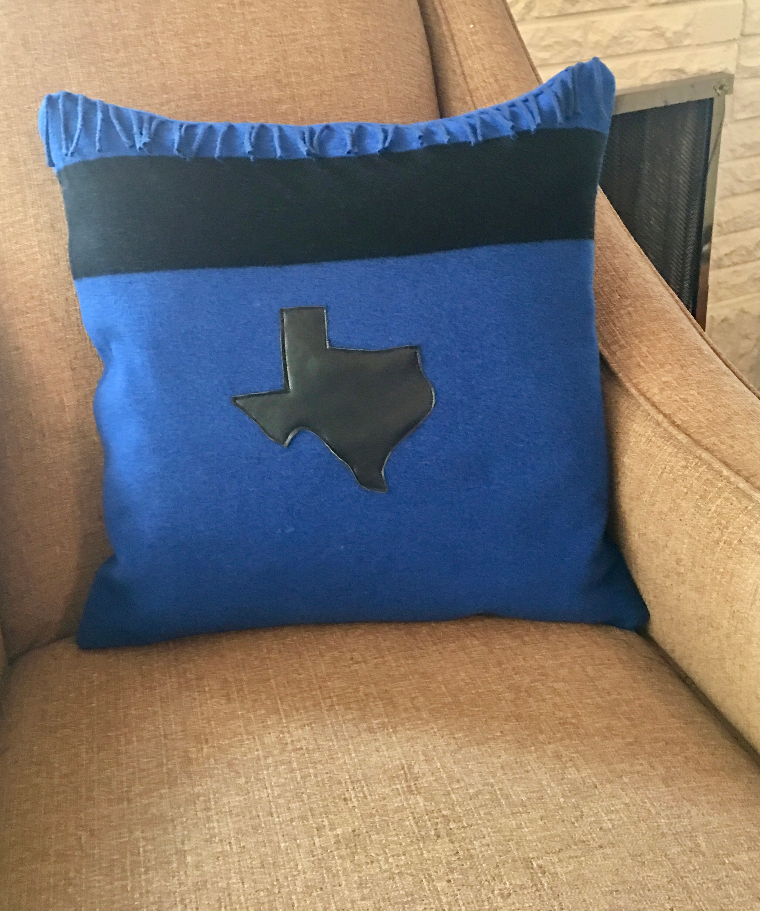 TEXAS Upcycled Wool and Leather State PILLOW COVER Handmade - Etsy